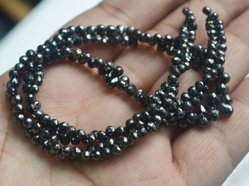 AAA Fabulous Black Diamond Tear Drops Faceted 2 to 3 mm REal | Etsy