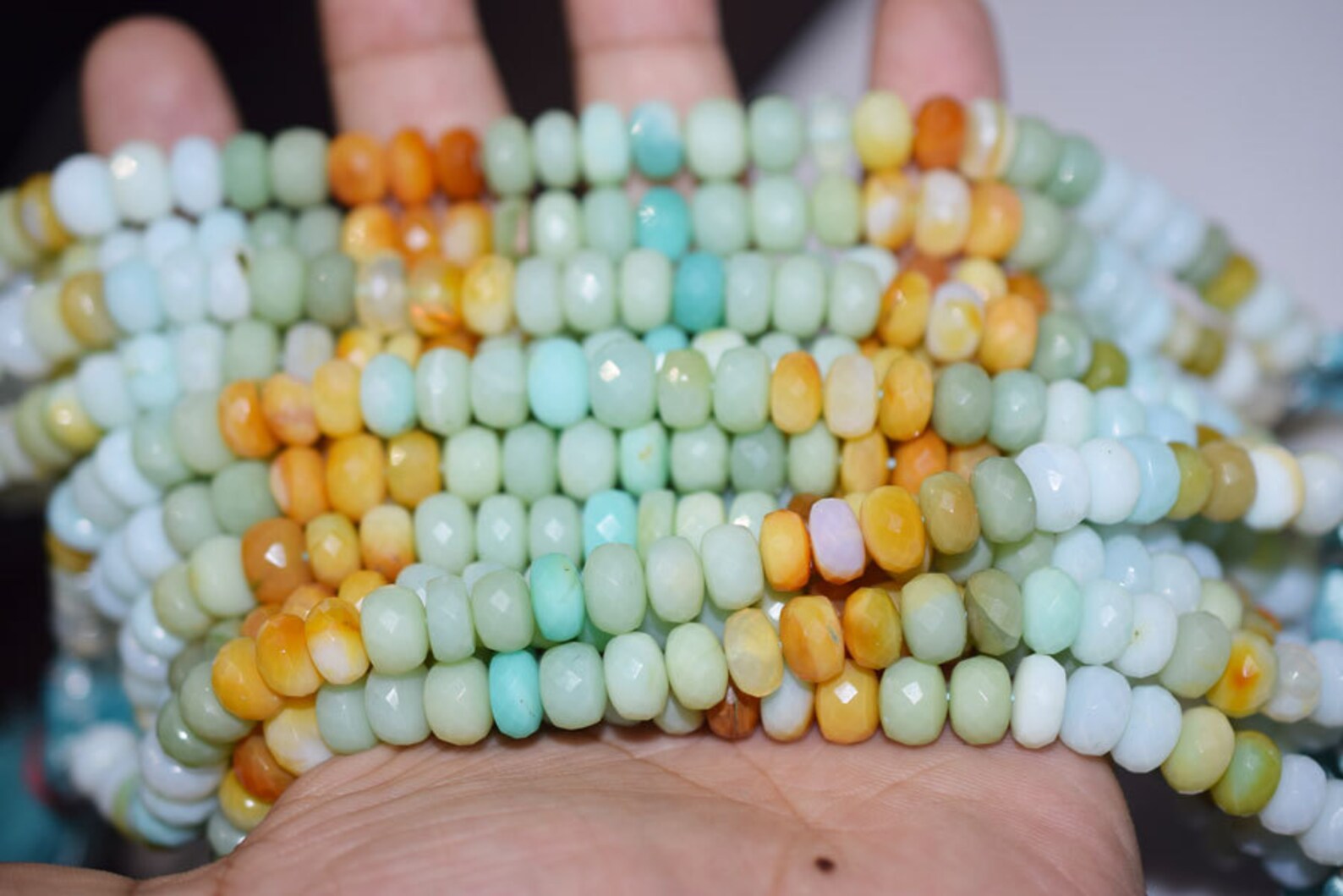 Beautiful Multi Peruvian Opal Roundel Faceted 8-9 Mm 7 Inch | Etsy