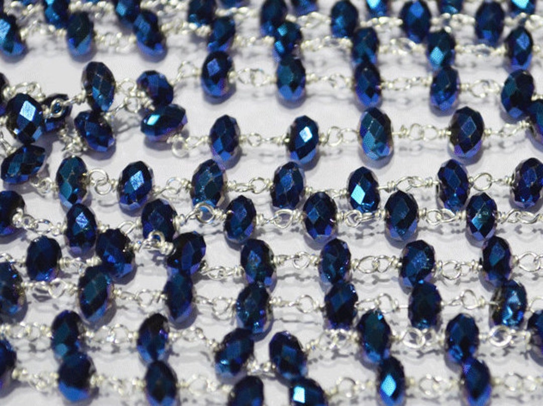 Mystic Blue Pyrite Quartz 5.5-6 Mm Rondelle Faceted Rosary Style Beaded ...