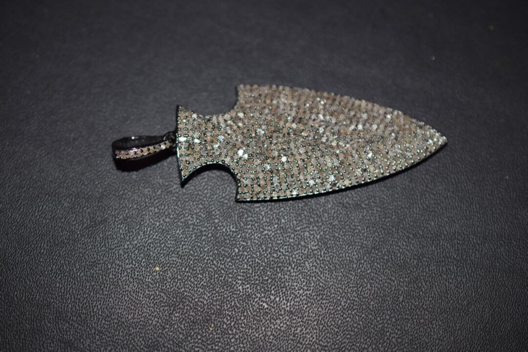 Genuine Pave Diamond 55 Mm Large Arrowhead Charm Pendant , Gorgeous ...