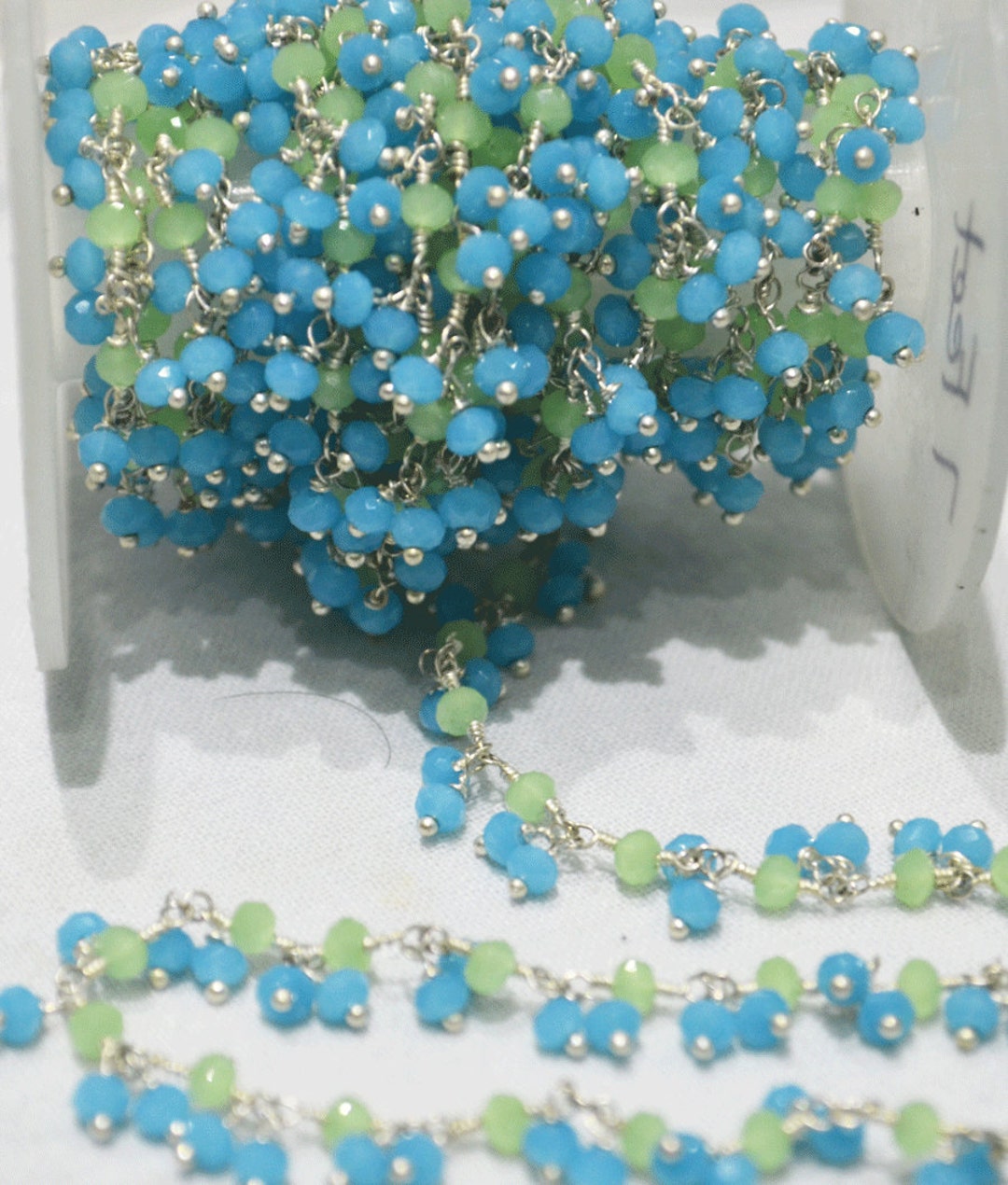 Green and Aqua Chalcedony Dangling Chain, Cluster Chain, Dangling Chain ...