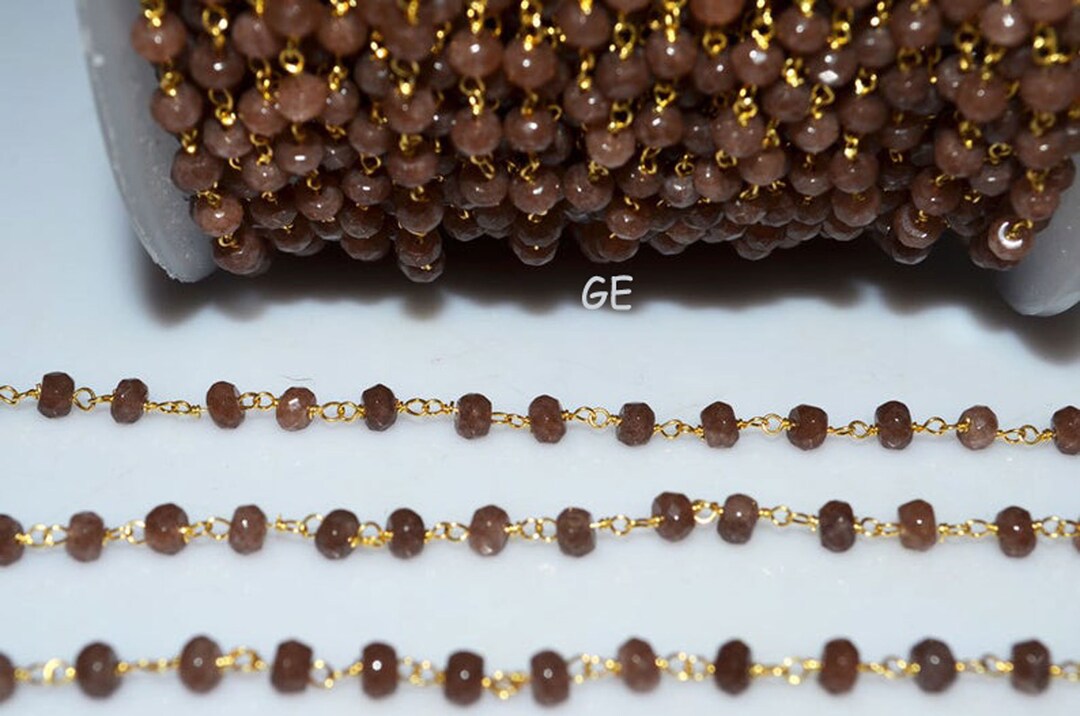 Chocolate Brown Chalcedony Gold Wire Plated Chain , Chocolate (jade ...