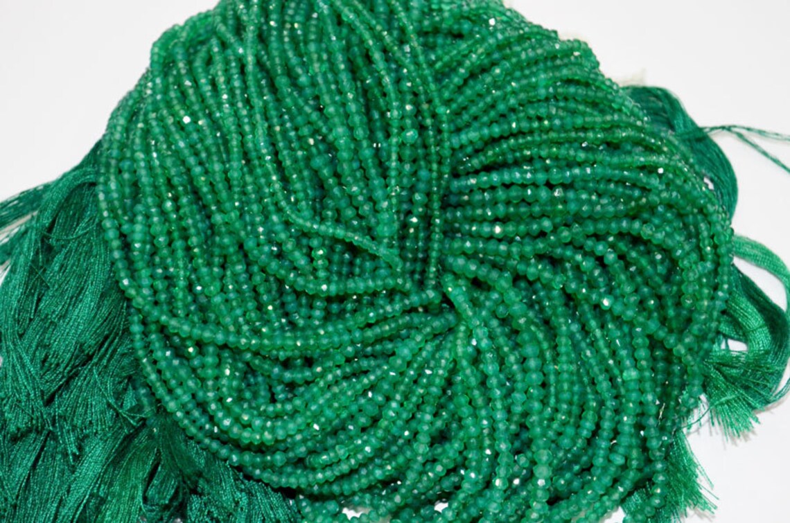 5 Line Pack of AAA Quality Green Onyx Rondelle Micro Faceted - Etsy