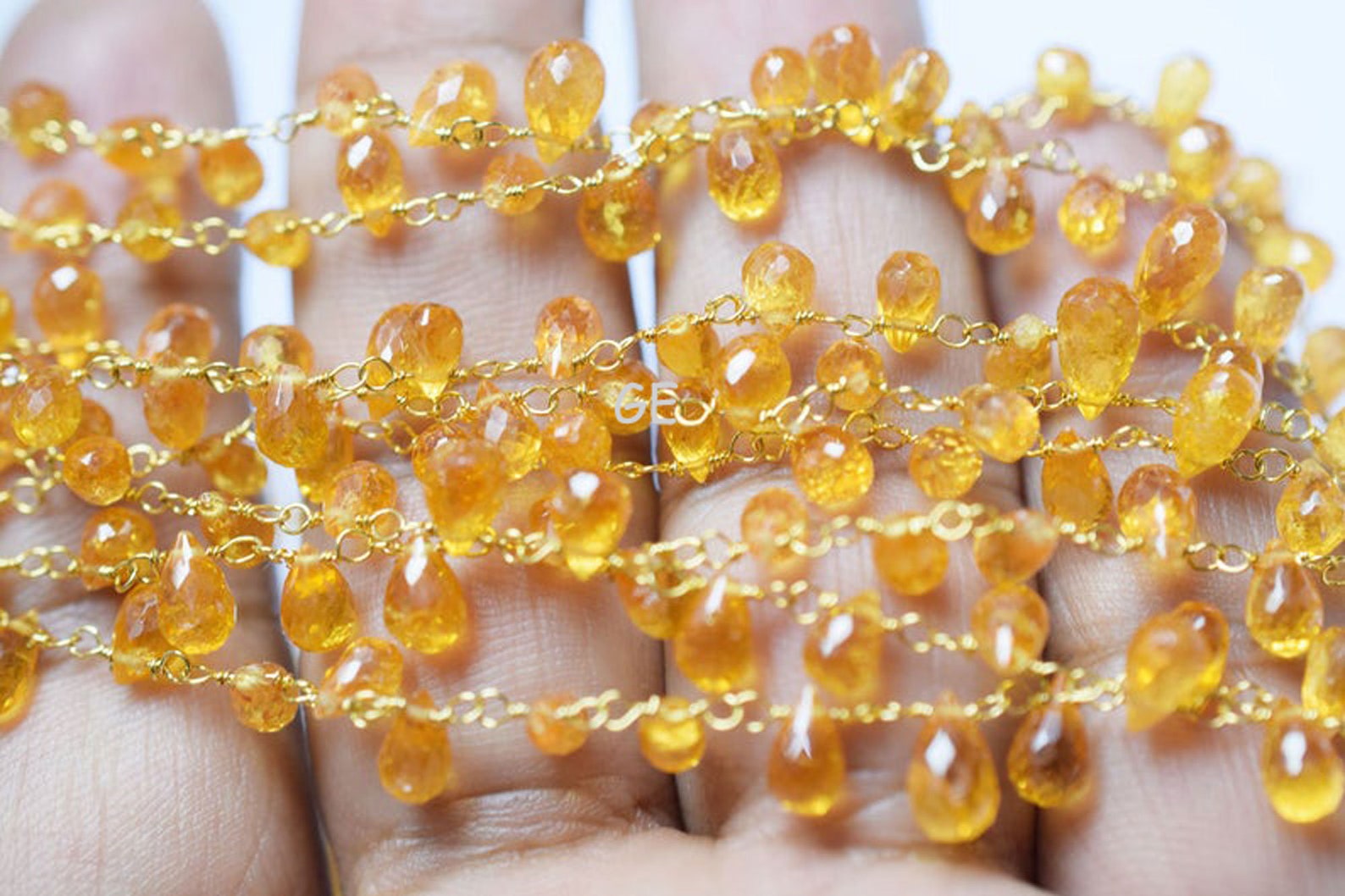 Solid 9K Gold Fanta Garnet Tear Drops Shape Chain fanta - Etsy