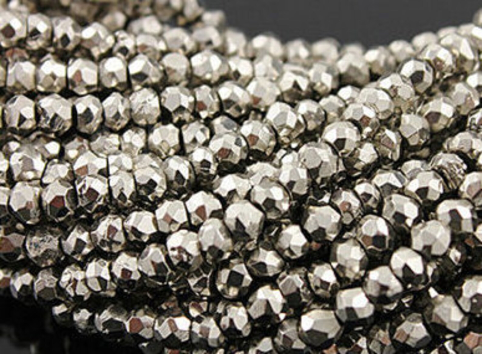 2 Strands of Silver Pyrite Roundel Faceted 6 Mm 13 Inch | Etsy