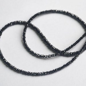 15 Inch Strand of Spectacular Black DIAMOND Straight Drill Dew Drops ...