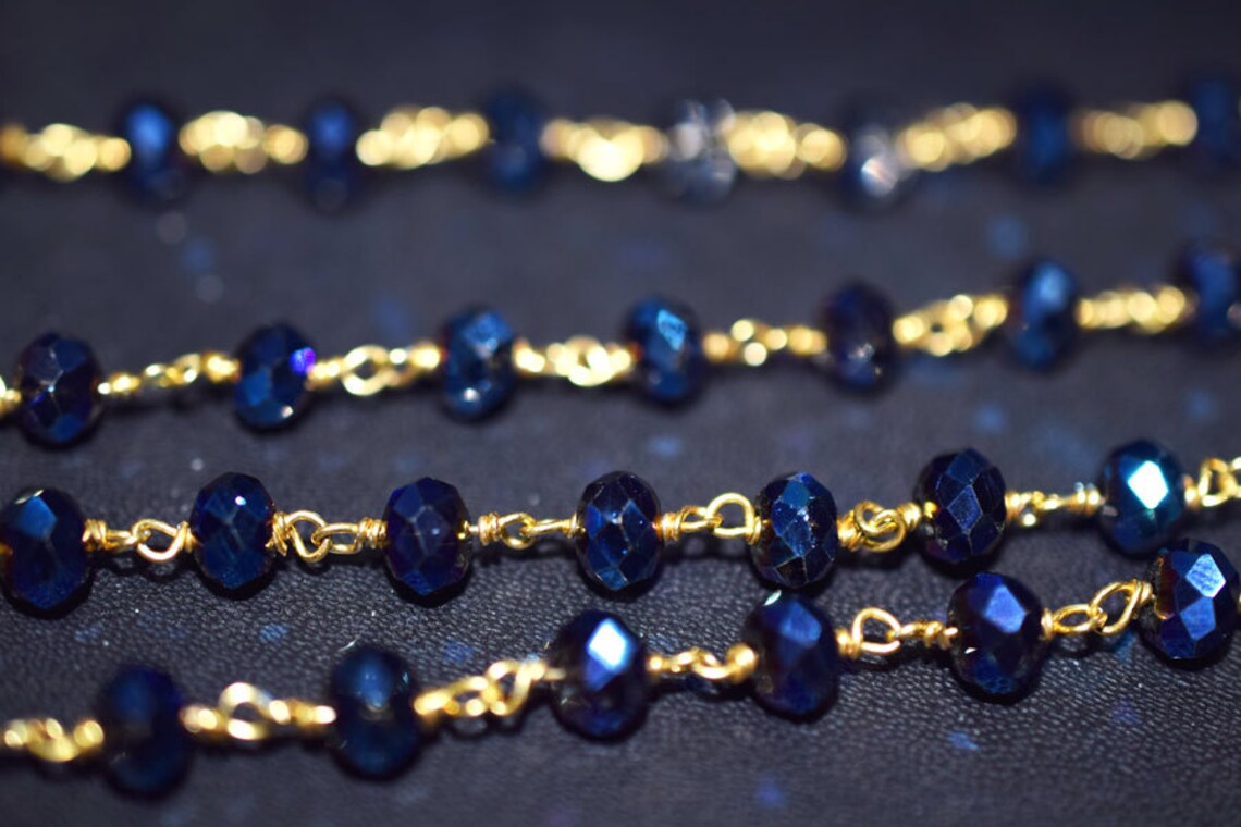 Mystic Blue Pyrite Quartz 5.5-6 Mm Rondelle Faceted Rosary - Etsy