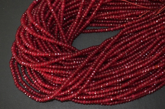 5 Strands Beautiful Ruby Color Natural Zed Quartz Rondelle - Etsy