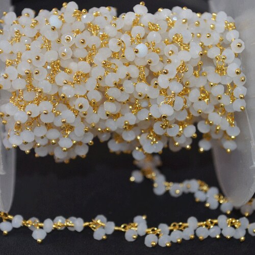 Aqua Gold Wire Wrapped Dangling Chain Cluster Chain Aqua | Etsy