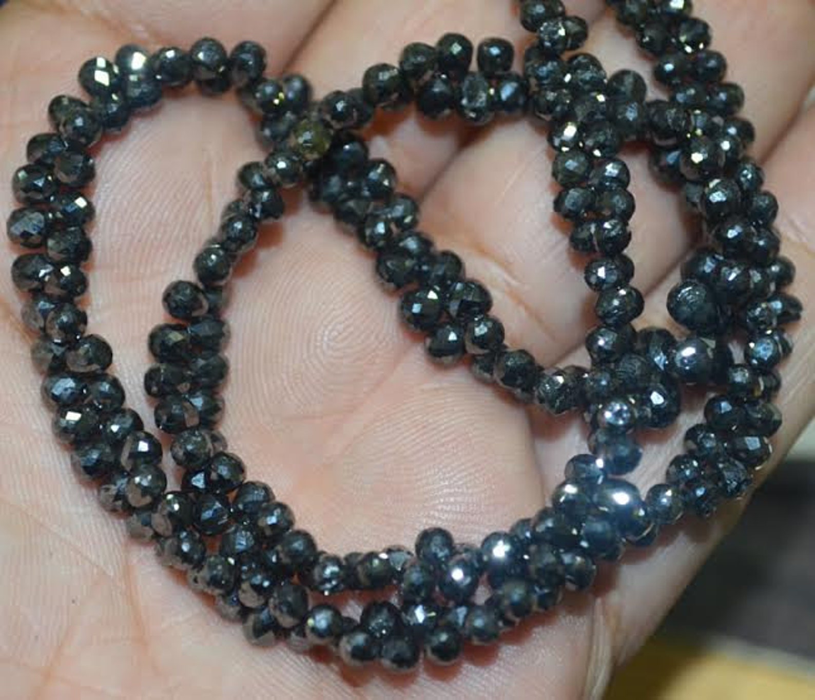 AAA Fabulous Black Diamond Tear Drops Faceted 2 to 3 mm REal | Etsy