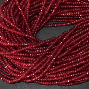 5 Strands Beautiful Ruby Color Natural Zed Quartz Rondelle Faceted - Etsy