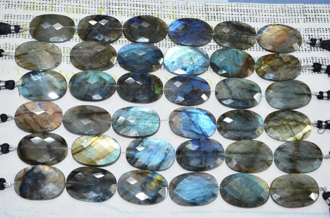 6 Pc of Fine Quality Flashing Labradorite Flat Oval Shape Straight ...