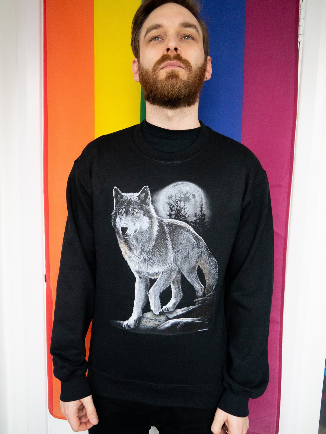 Wolf & Moon Jumper, Wolven Sweatshirt, Wolven Trui, Wolf Sweatshirt ...