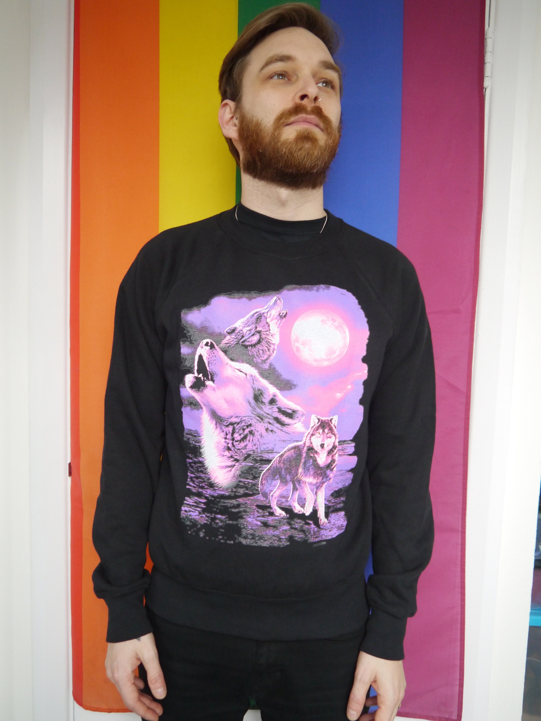 Jersey de lobos de neón sudadera de lobos suéter de lobo | Etsy