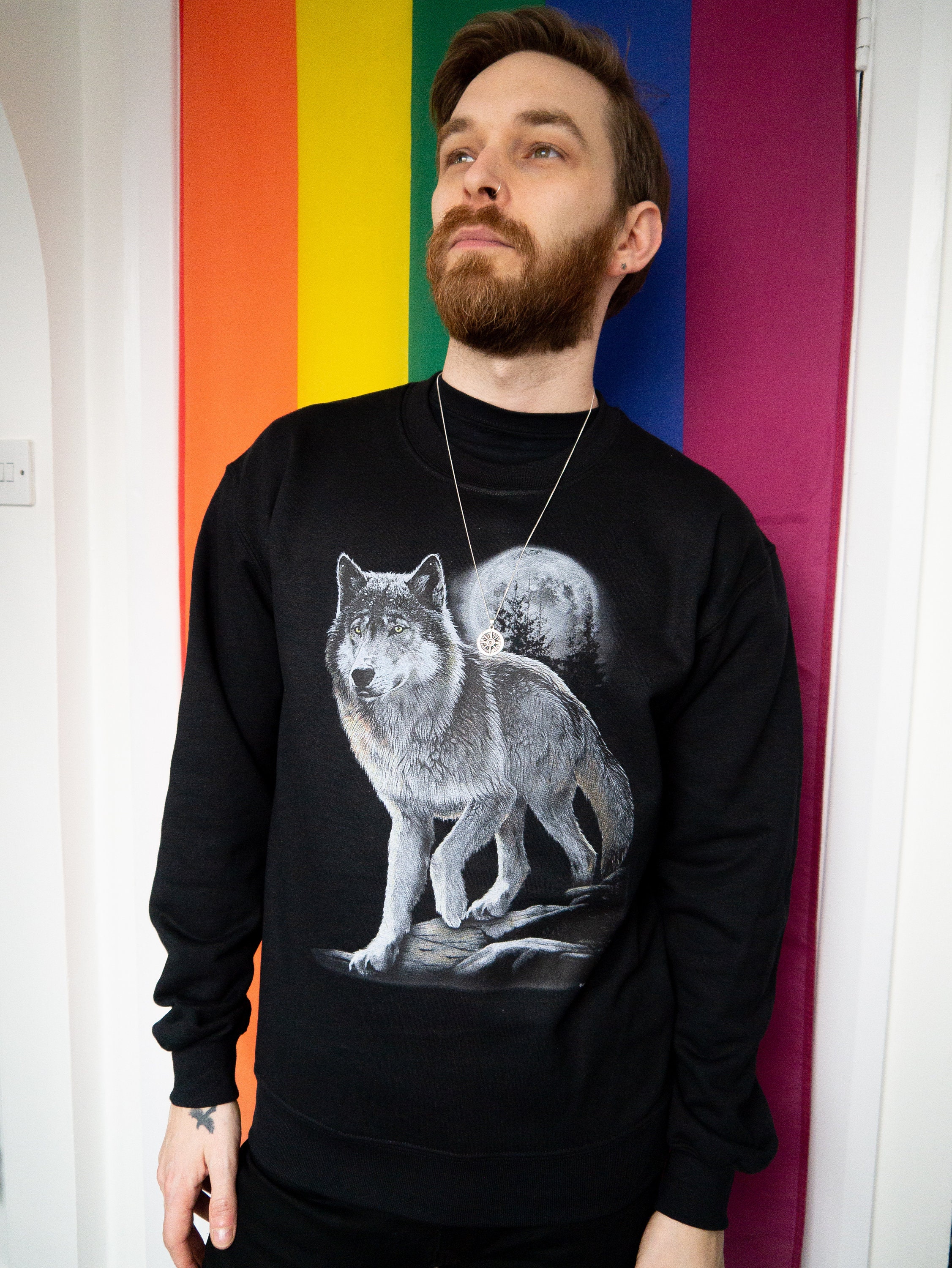 Wolf & Moon Jumper, Wolven Sweatshirt, Wolven Trui, Wolf Sweatshirt ...