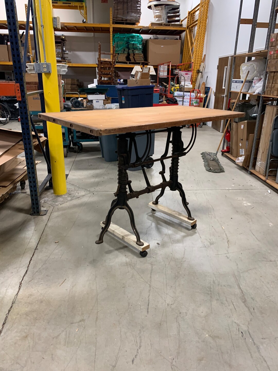 Antique Machine Age Cast Iron Architectural Drafting Table by Morse ...