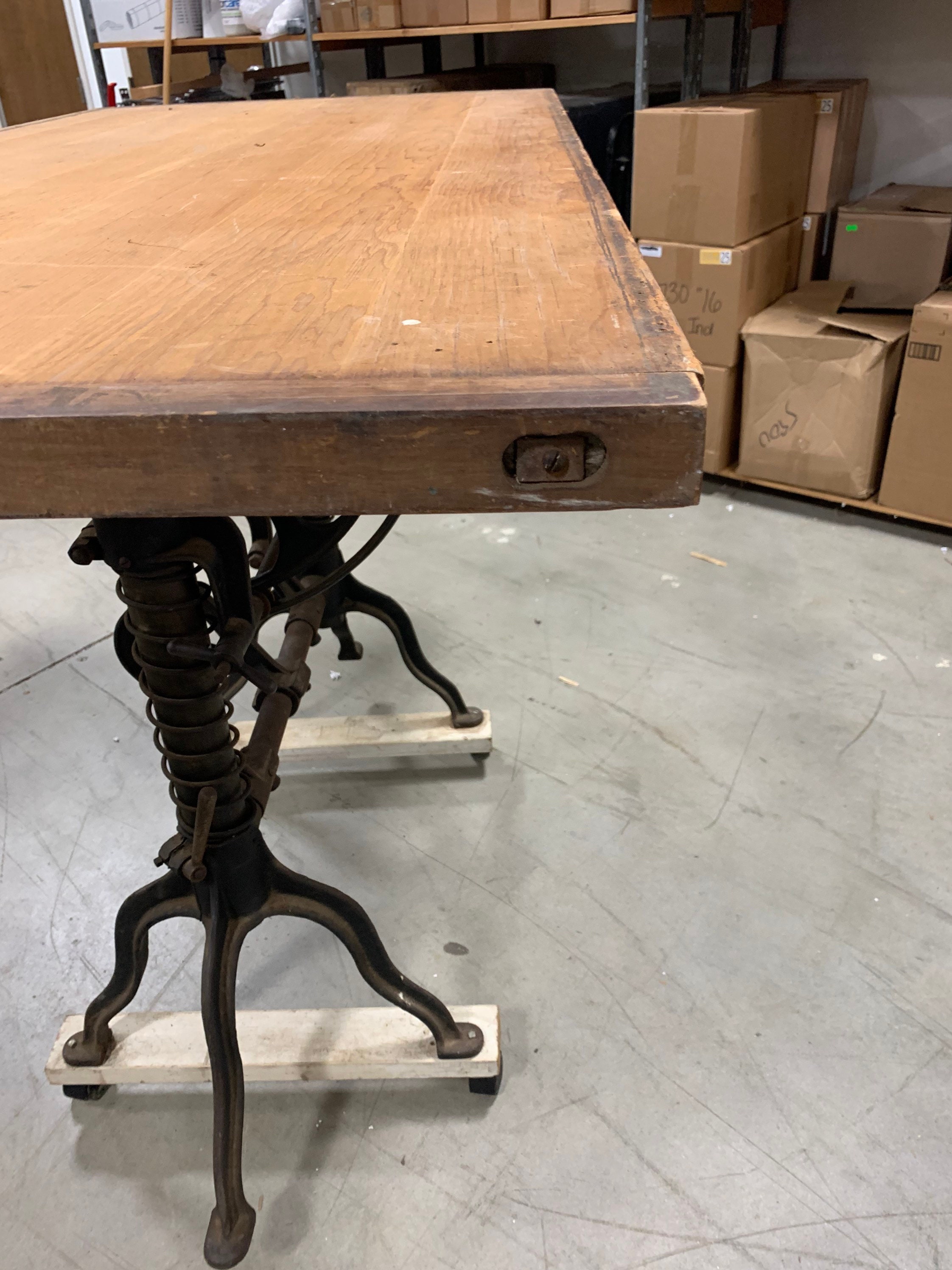 Antique Machine Age Cast Iron Architectural Drafting Table by Morse ...