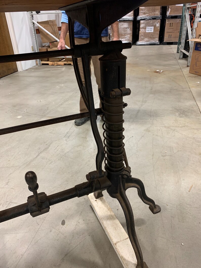 Antique Machine Age Cast Iron Architectural Drafting Table by Morse ...