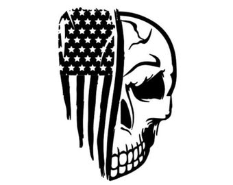 Large USA American Flag Skull Sticker Ddecal for Cars Trucks Windows ...