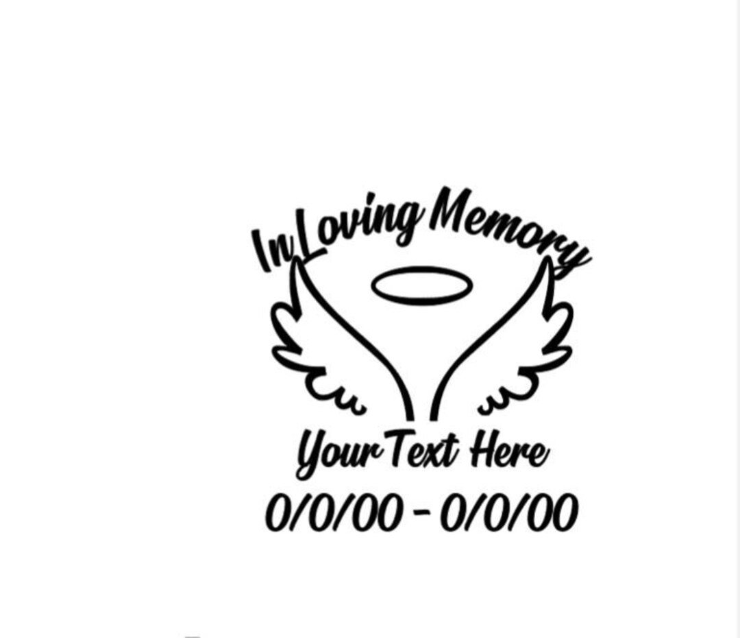 MEMORIAL DECAL in Loving Memory Angel Wings and Halo Decal Custom ...