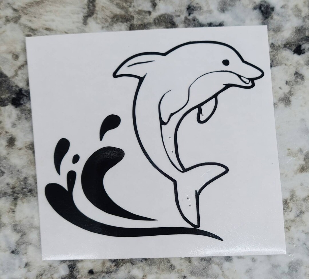 DOLPHIN OUTLINE With Water Splash Decal Car Decal Window Decal Rtic ...