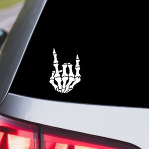 SKELETON HAND DECAL Skeleton Hand Rock on Hand Gesture Vinyl Car Decal ...