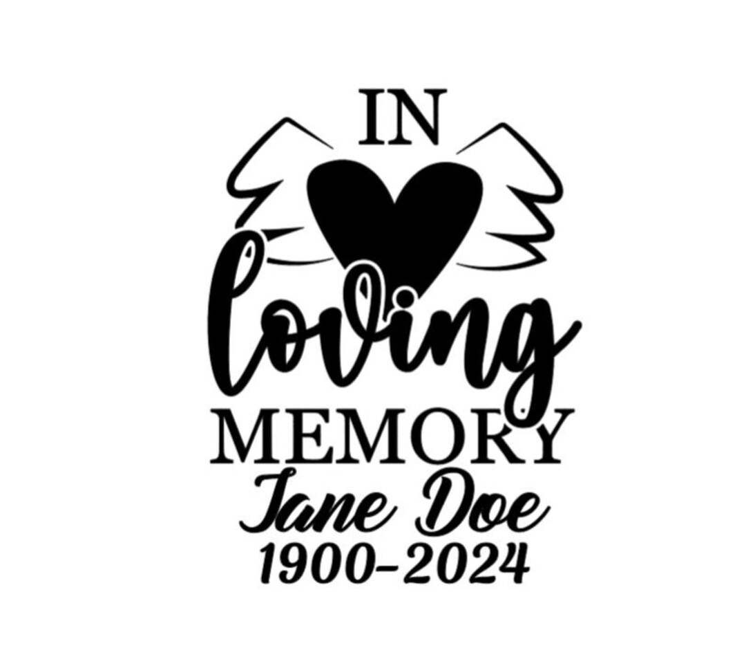 Vinyl Decal IN LOVING MEMORY With Heart & Wings Memorial Decal for ...