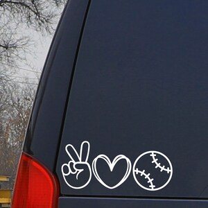 Sports Decal PEACE LOVE Baseball/softball Decal Window Decal Rtic/yeti ...