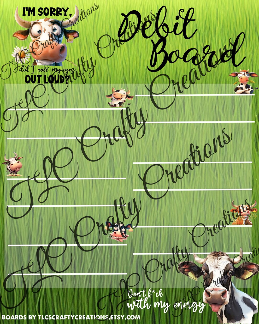 DEBIT Board Bingo BNO Board Funny Cows Theme 1 Jpeg - Etsy