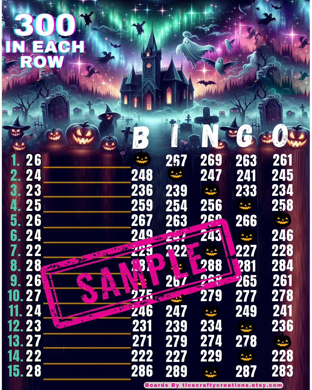 DIGITAL Bingo Game BNO Board 300 Winner in Each Row/profit 75 Halloween ...