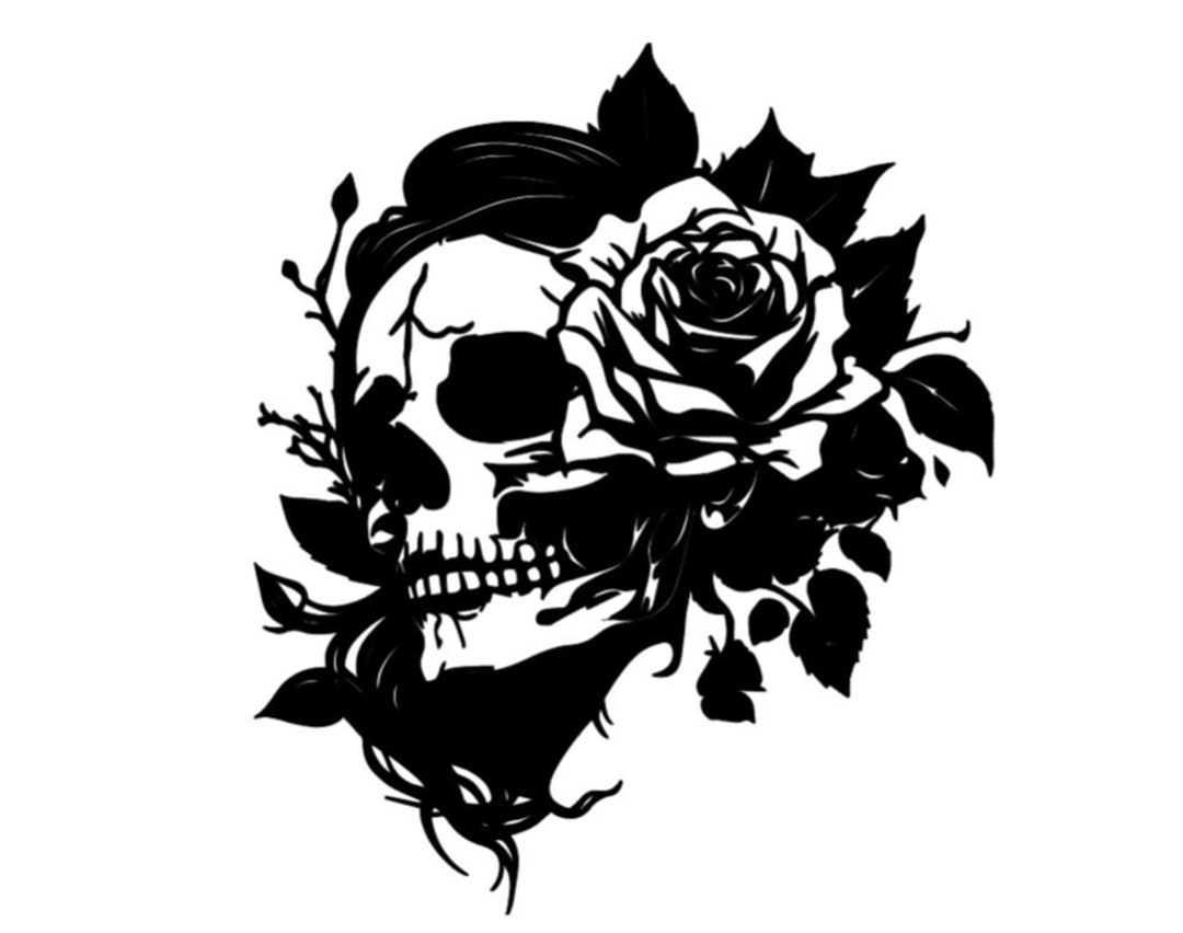 VINYL Car Decal Woman Skull With Flowers Floral Skull Decal Skull Decal ...