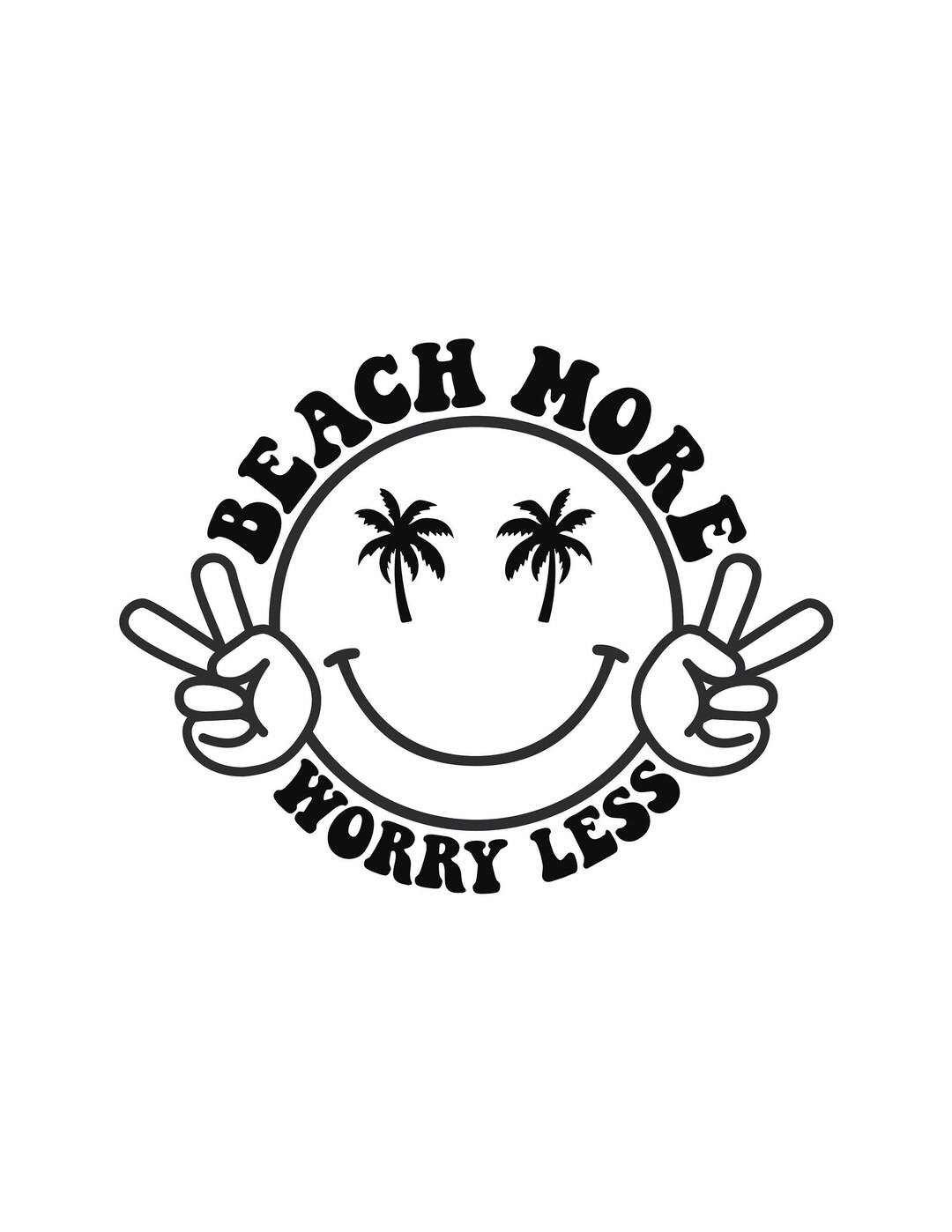 Smiley Face Decal BEACH More Worry Less Smiley Face Decal Spread ...