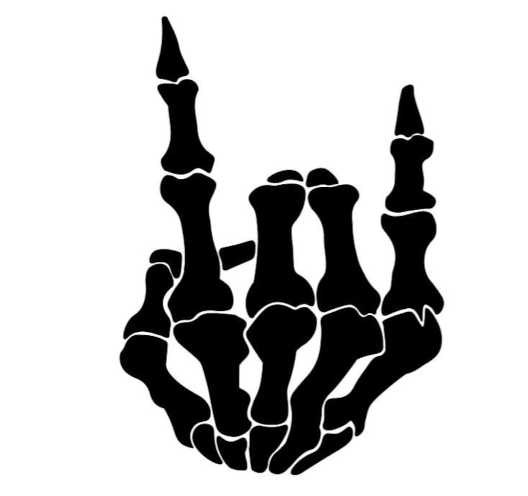 SKELETON HAND DECAL Skeleton Hand Rock on Hand Gesture Vinyl Car Decal ...