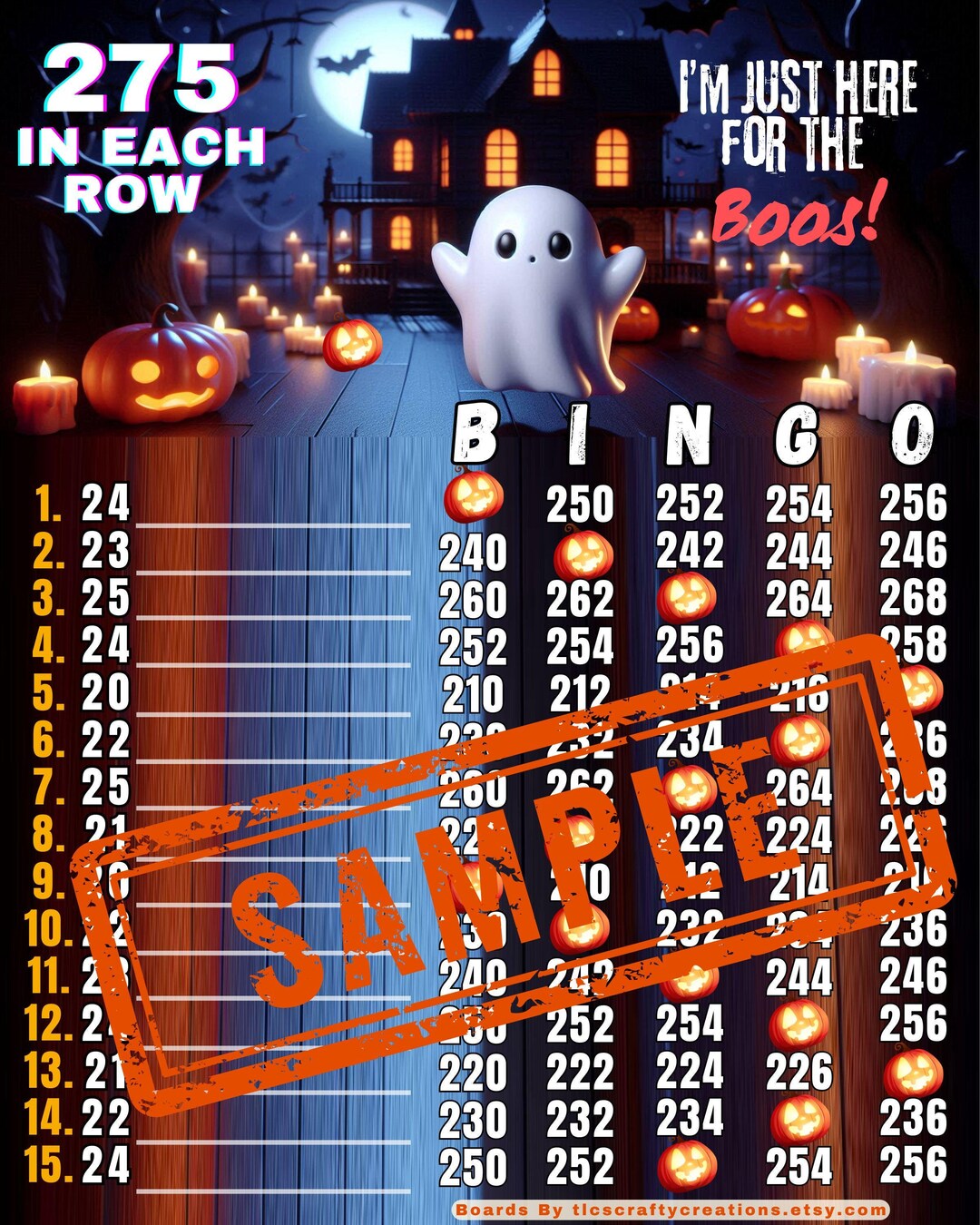 DIGITAL Bingo Game BNO Board 275 Winner in Each Row/profit 65 Halloween ...