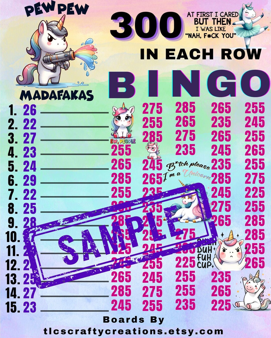 Digital Bingo Game BNO 300 Winner in Each Row/profit 75 Bingo Sarcastic ...