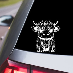 VINYL Car Decal HIGHLAND COW Decal Highland Baby Cow Calf Country Decal ...