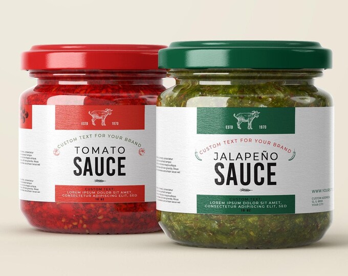 Food Packaging Label for Jar Sauces Custom Hot Sauces Sticker | Etsy