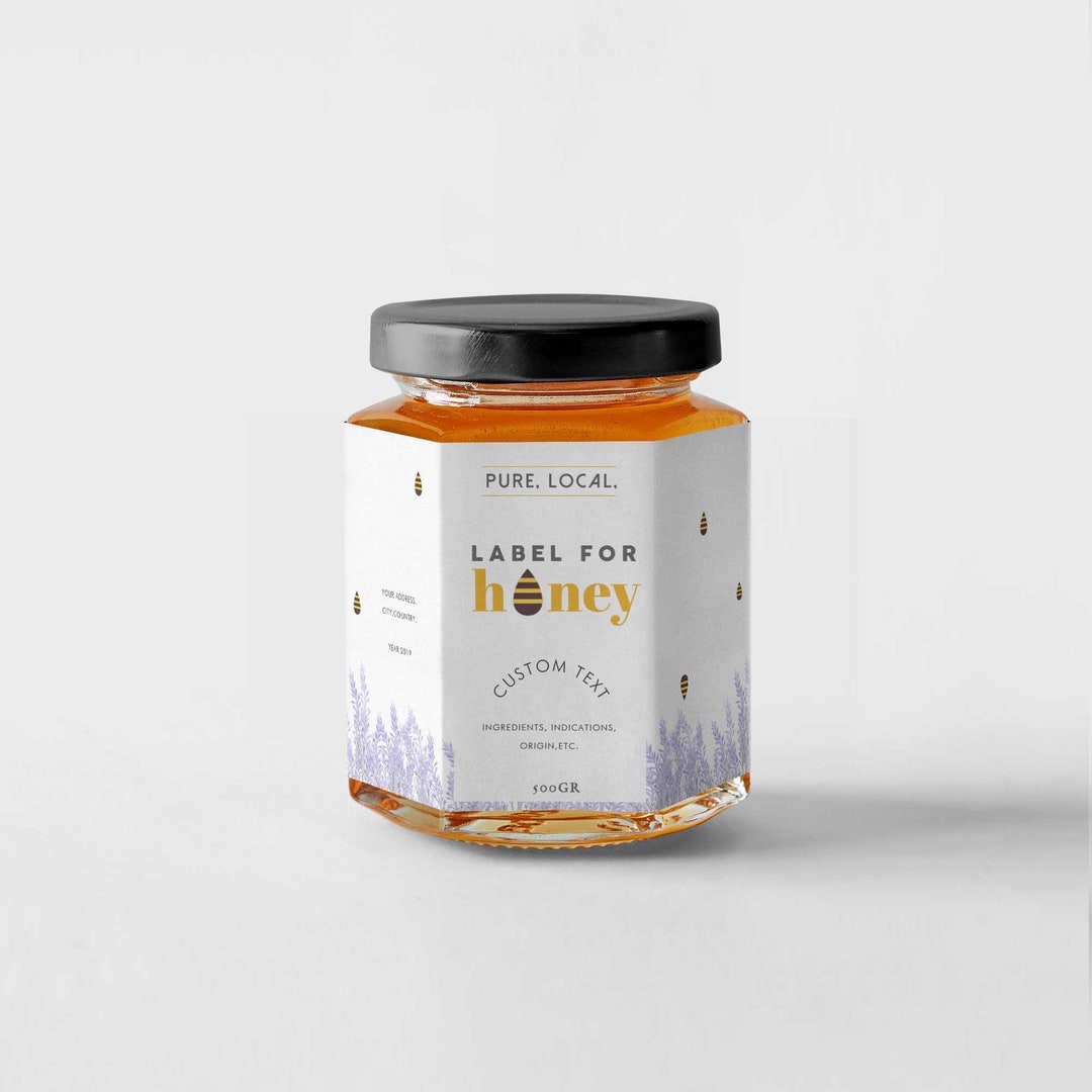 Custom Honey Labels for Jars and Bottles, Custom Design for Printable ...