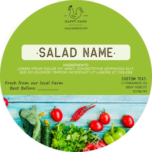 Custom Salad Label for Takeaway Containers, Personalized Fresh Food ...