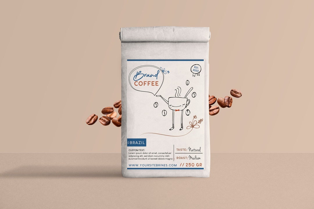 Custom Coffee Bag Label Design. Kitsch & Cute Product Packaging Design ...