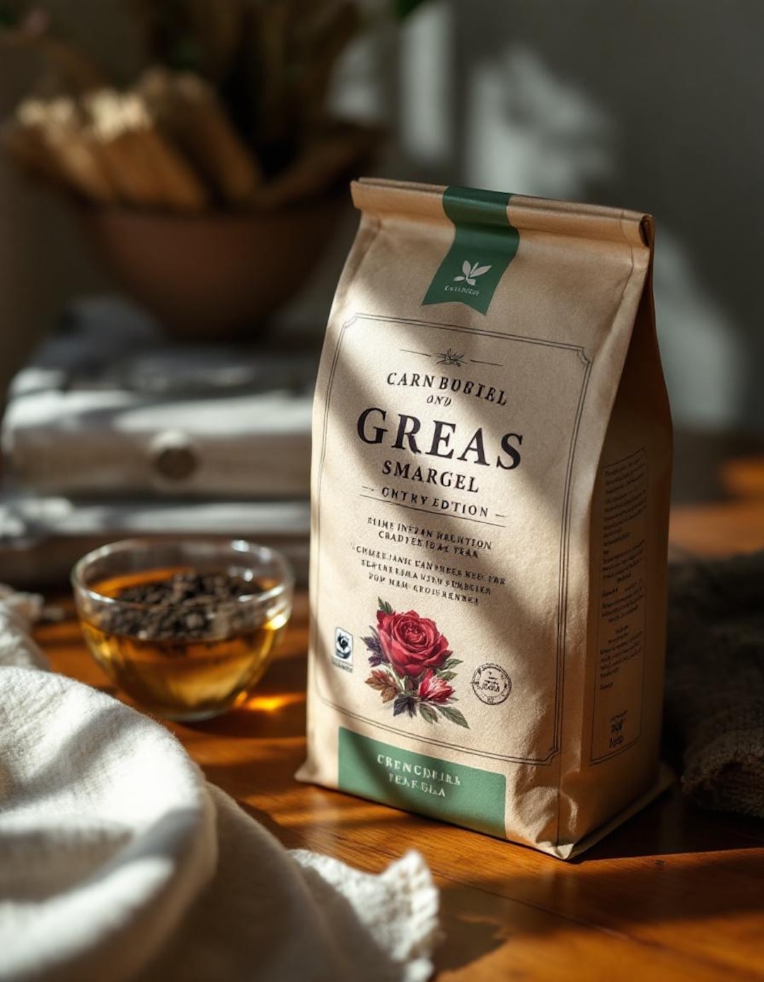 Custom Tea Packaging Design, Rustic Tea Branding Template, Minimalist ...