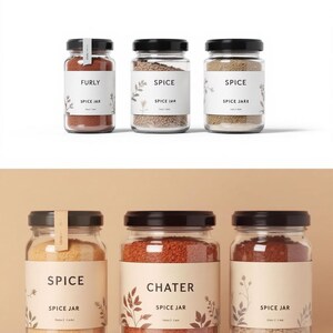 Minimalist Spice Jar Packaging, Custom Spice Bottle Labels, Eco ...