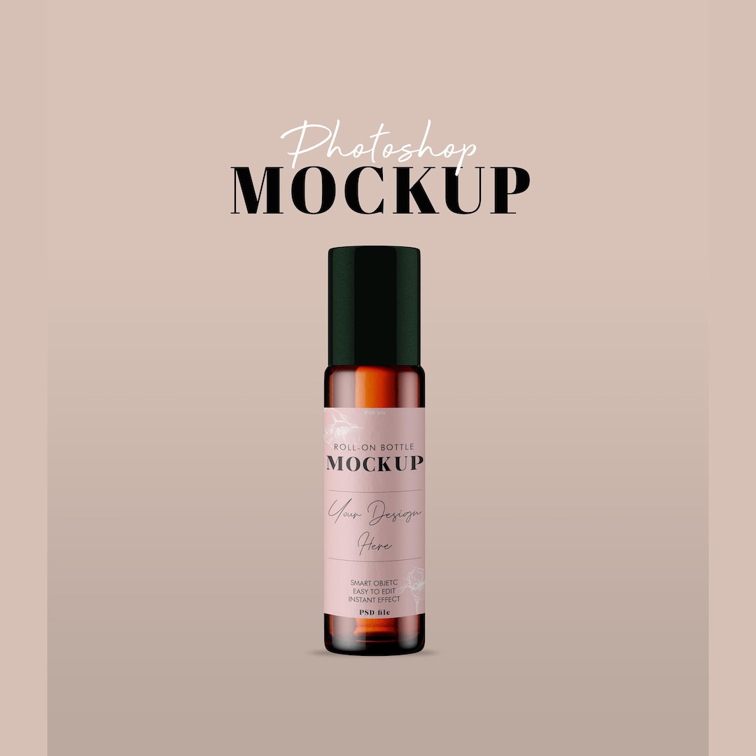 Roll on Bottle Mockup for Essential Oils or Perfume, Roller 10 Ml ...