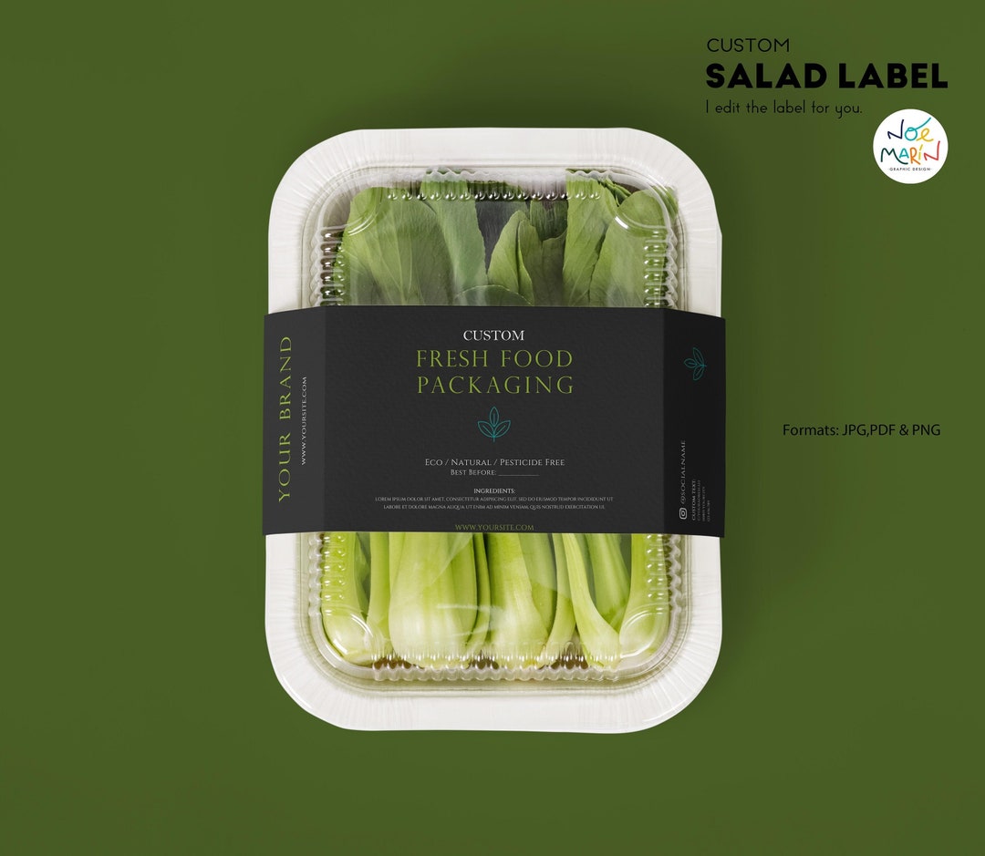 Custom Sleeve or Band for Fresh Food Containers, Salad Packaging Labels ...