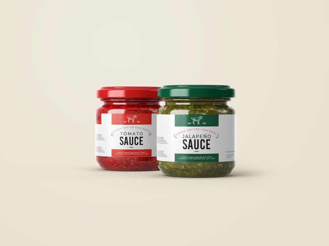 Food Packaging Label for Jar Sauces, Custom Hot Sauces Sticker or Label ...