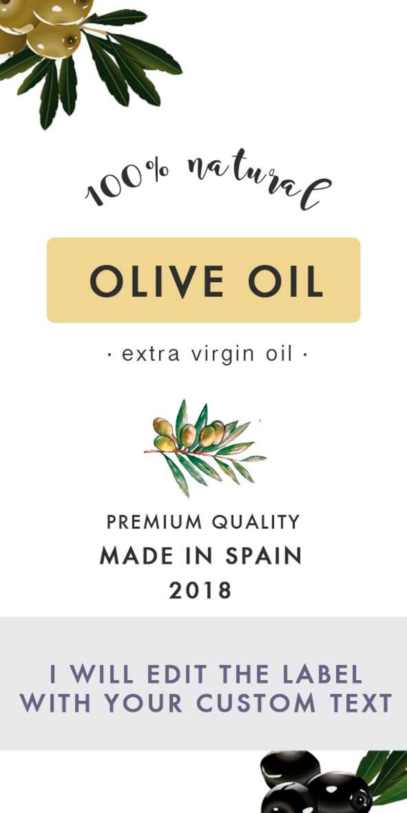 Custom Olive Oil Label Sticker for Bottles.personalized Olive - Etsy