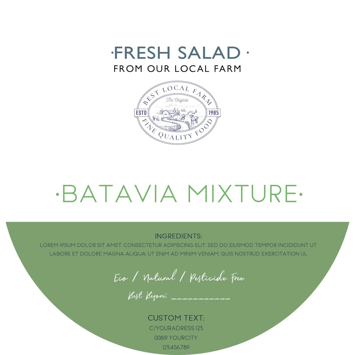 Custom Salad Label for Takeaway Containers Personalized Fresh - Etsy