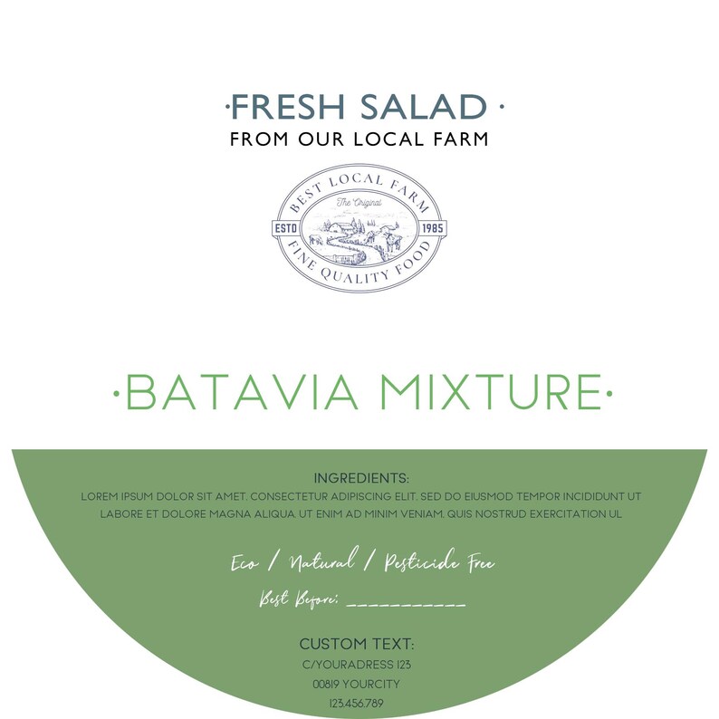 Custom Salad Label for Takeaway Containers Personalized Fresh - Etsy