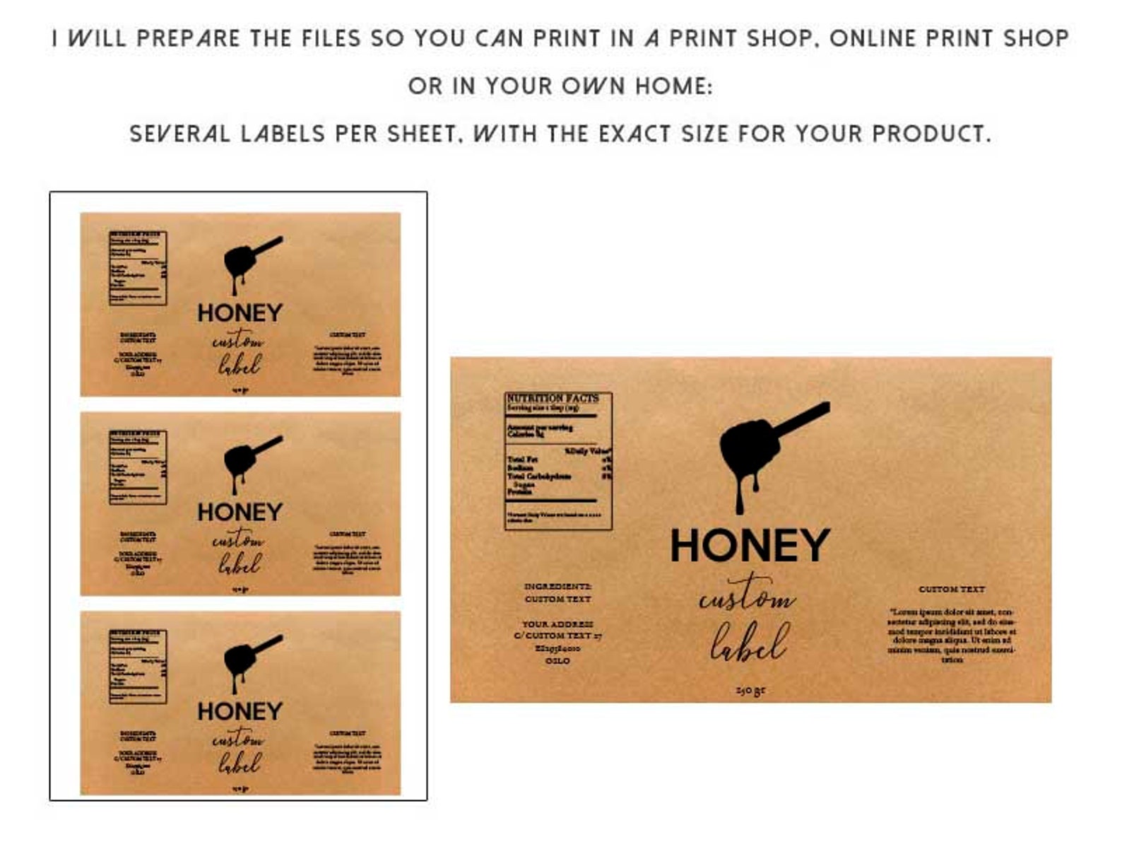 Custom Honey Jar Label or Sticker for Backyard Beekeeper Kraft and ...