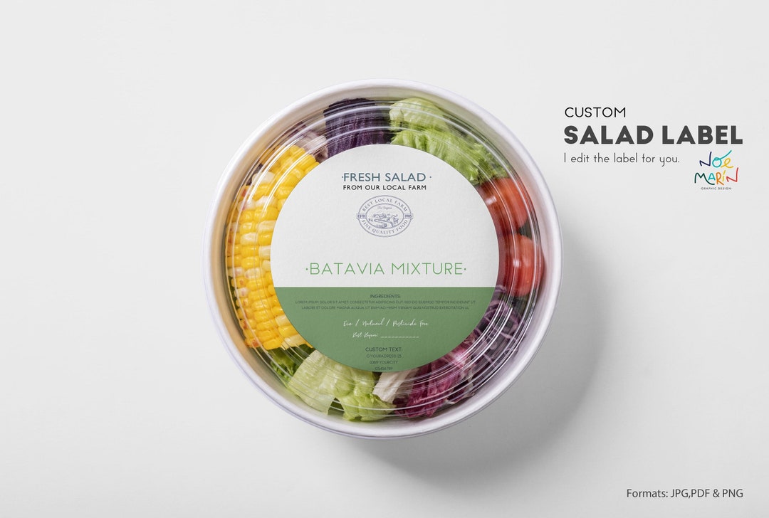 Custom Salad Label for Takeaway Containers, Personalized Fresh Food ...